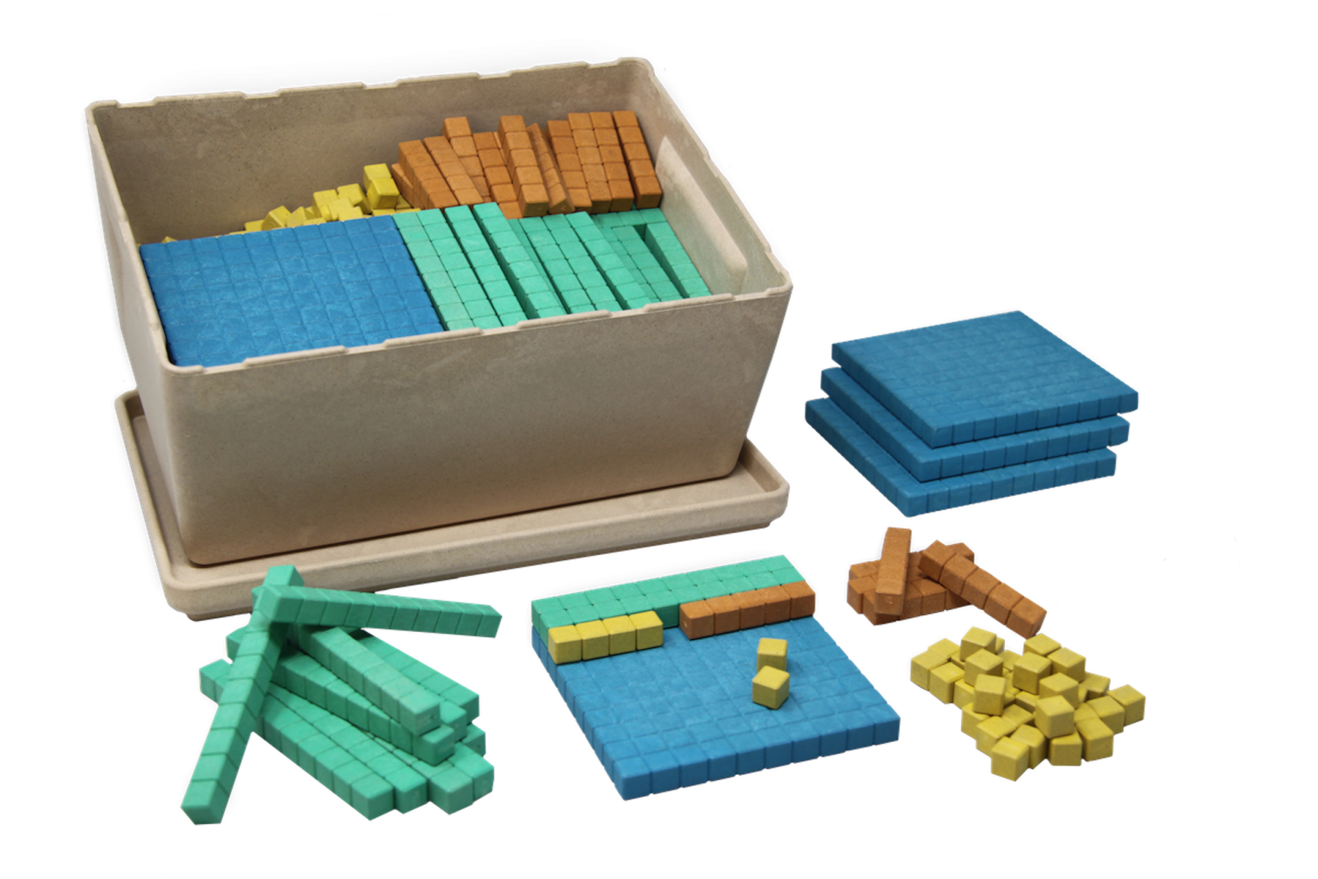 Dienes Base Ten Set in natural colours (121 pcs)